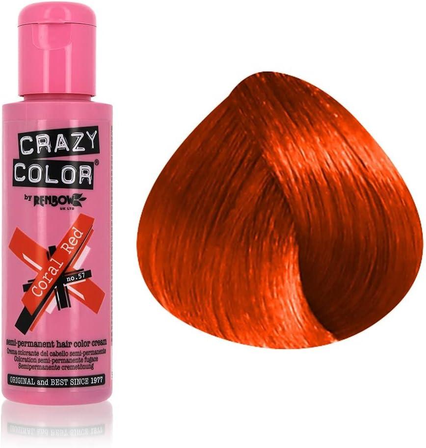 Crazy Color Vibrant Coral Red Hair Dye - 100ml | Highly Pigmented Vegan ...