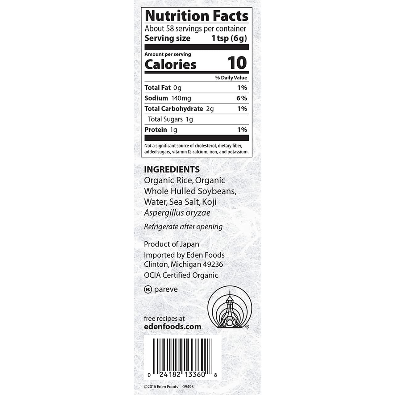 Eden Organic Shiro Miso 12.1 oz - Sweet White Miso with Less Sodium ...