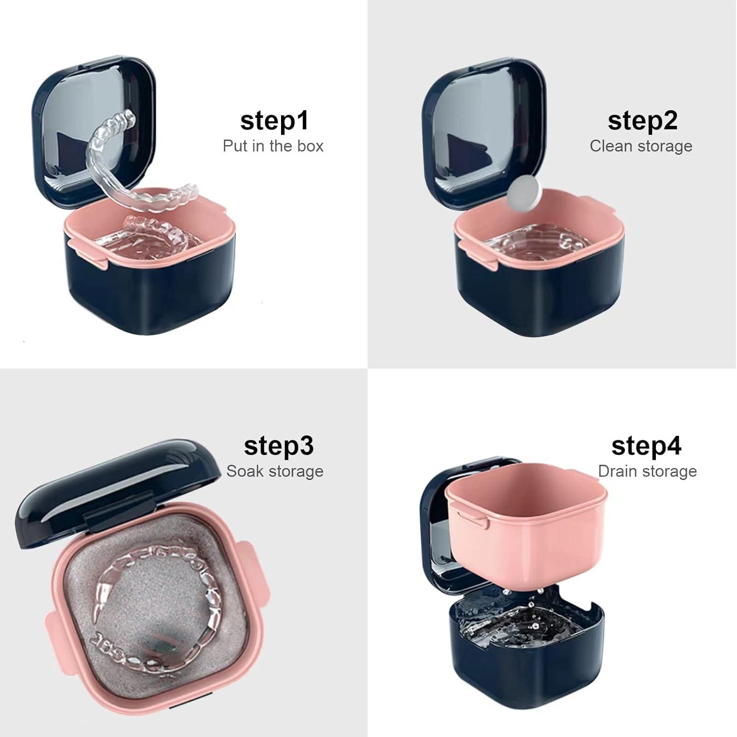 DIDATOOL Retainer Case Denture Bath Denture Cups for Soaking Dentures ...