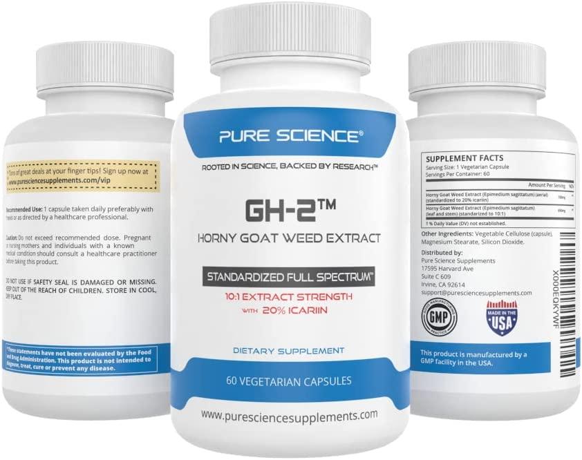 Pure Science GH-2 Horny Goat Weed Extract 20% Icariins - 50 Capsules ...