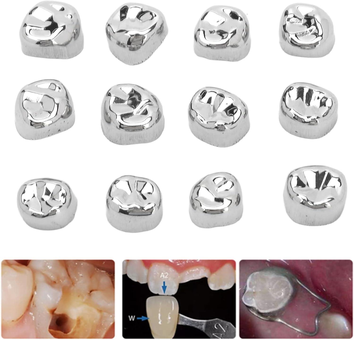 Buy 12 Pieces Molar Metal Crowns - Stainless Steel Temporary Crown ...
