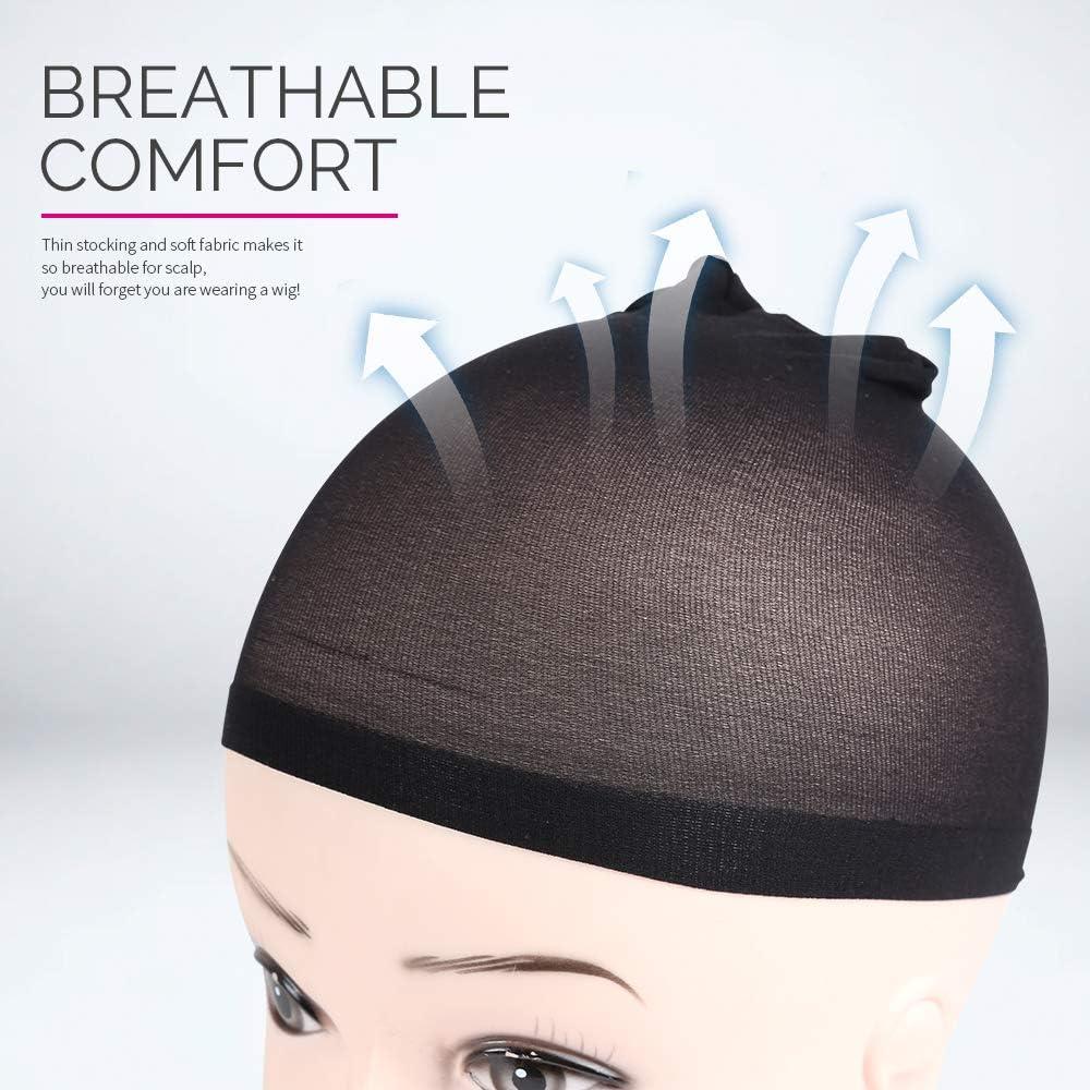 Fandamei 6 Pcs Black Nylon Stocking Caps - Stretchy Wig Caps for Men ...