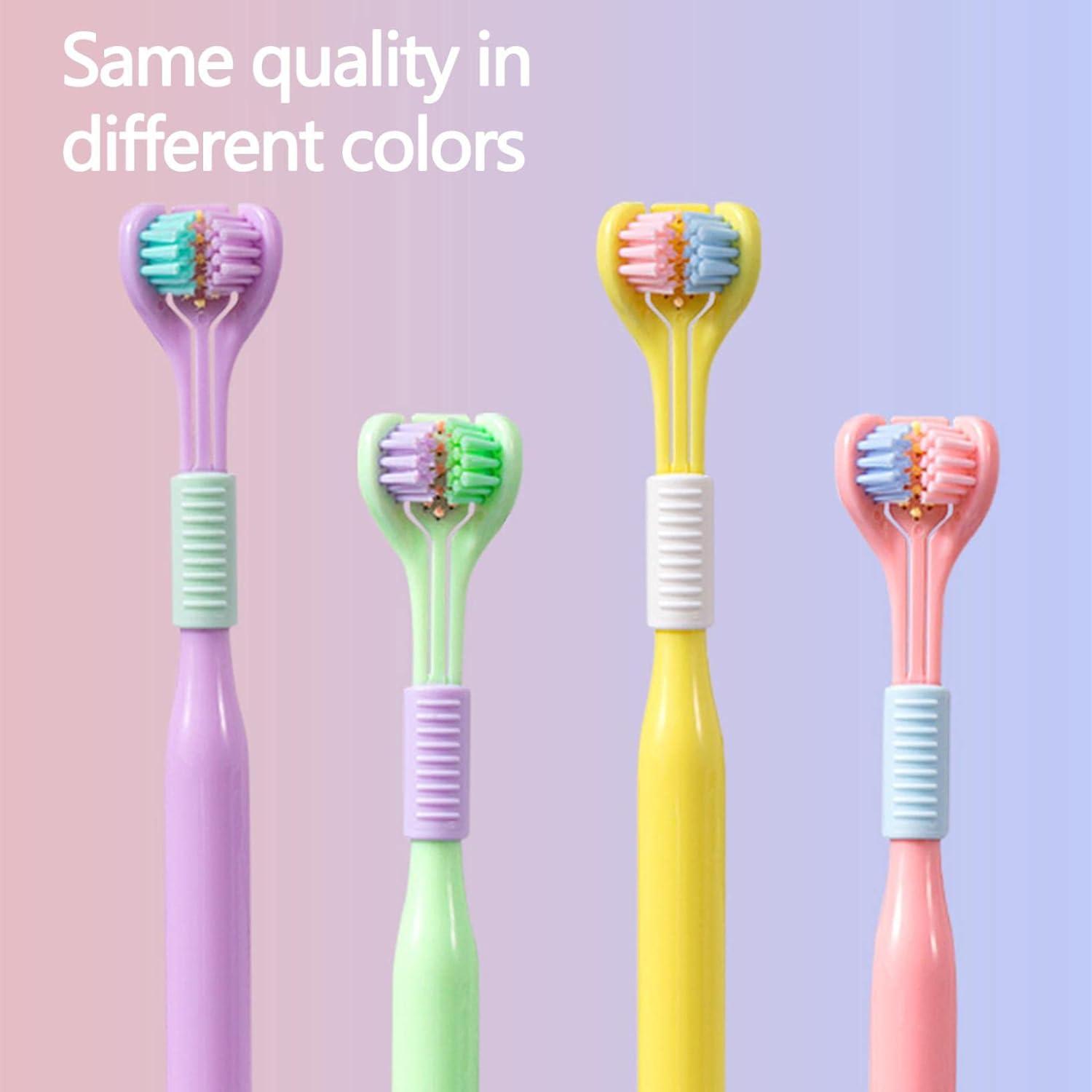 4-Pack V-Shaped Three-Sided Toothbrush for Adults - Gentle All-Sides ...