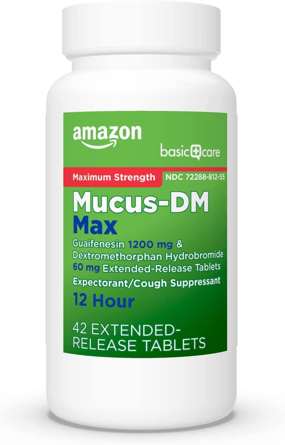Amazon Basic Care Mucus DM Tablets - 42 Count, Maximum Strength ...