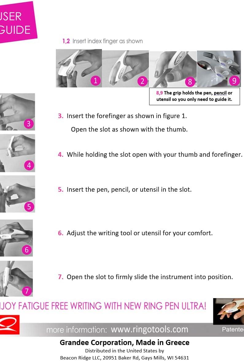 RinG-Pen Ultra Grip Support for Writing and Art Tools (Large Black ...