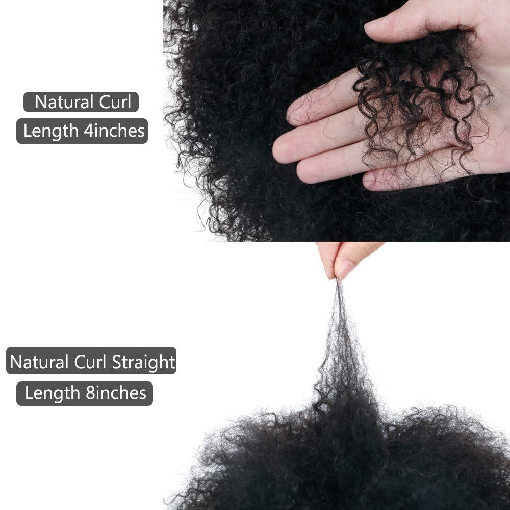 Queentas 8 #1B Short Afro Curly Real Hair Wig for Women - Natural ...
