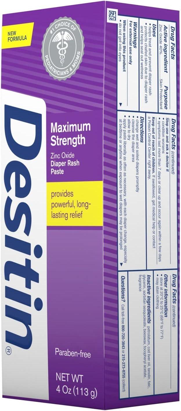 DESITIN Maximum Strength Diaper Rash Paste 4 oz - Pack of 4 | Fast ...