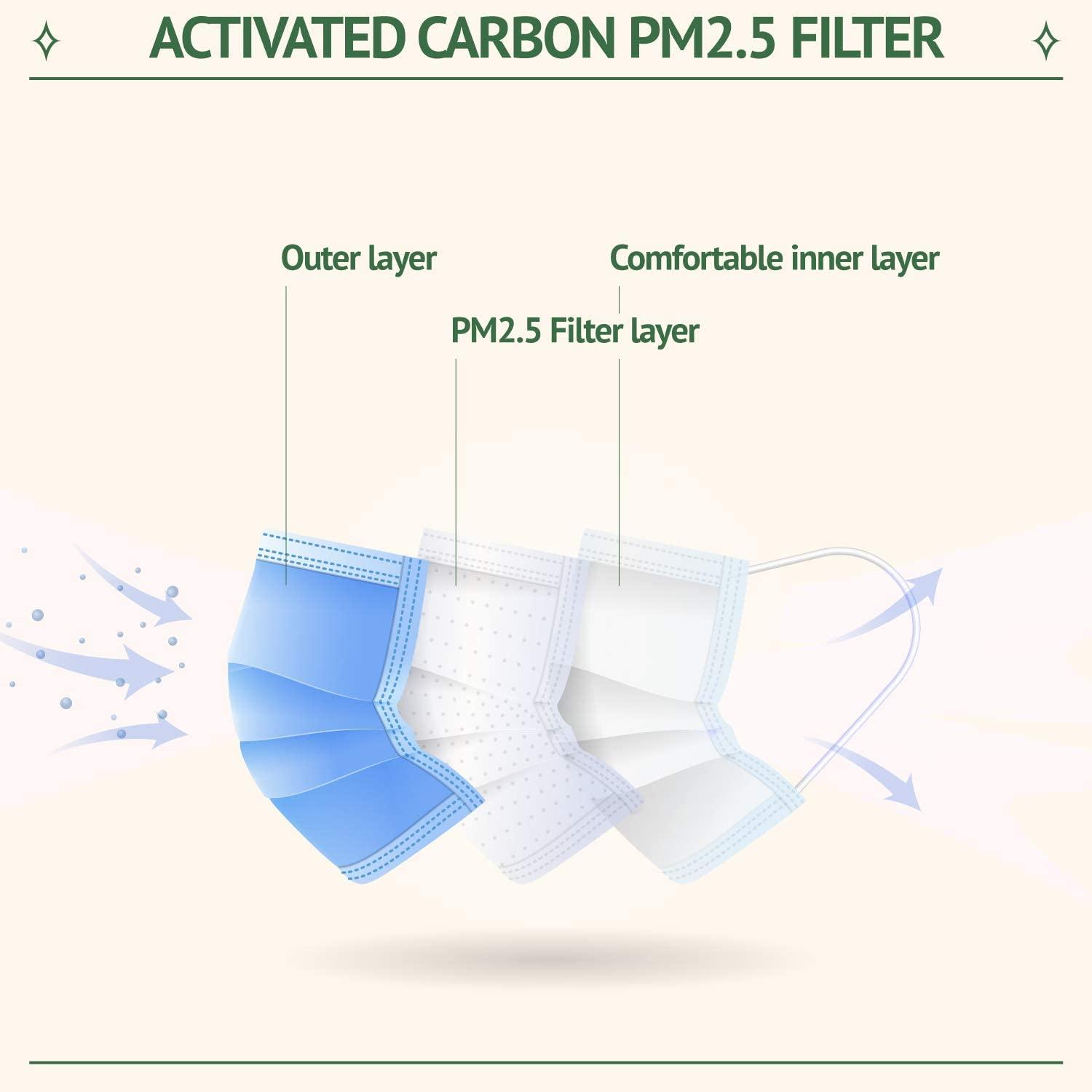 50 Pack Adult Disposable Face Masks - Soft 3-Ply Bulk Pack with Elastic ...