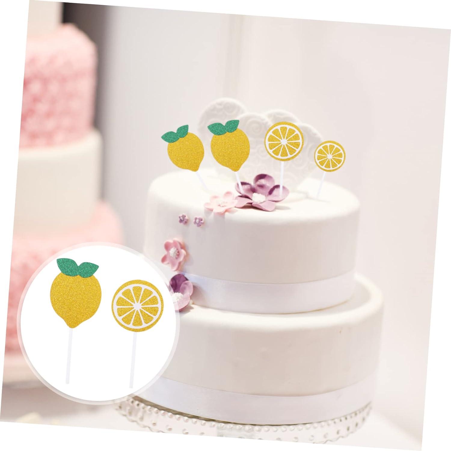 Abaodam 72 Pcs Lemon Cake Toppers Birthday Toppers for Cakes Birthday ...
