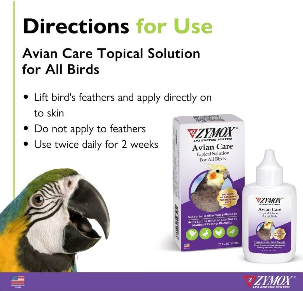 ZYMOX Avian Care Topical Solution w/o Hydrocortisone - 1.25 oz