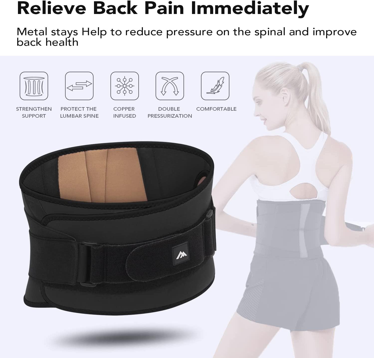 Copper Back Brace for Lower Back Pain Relief - Adjustable Support Belt ...