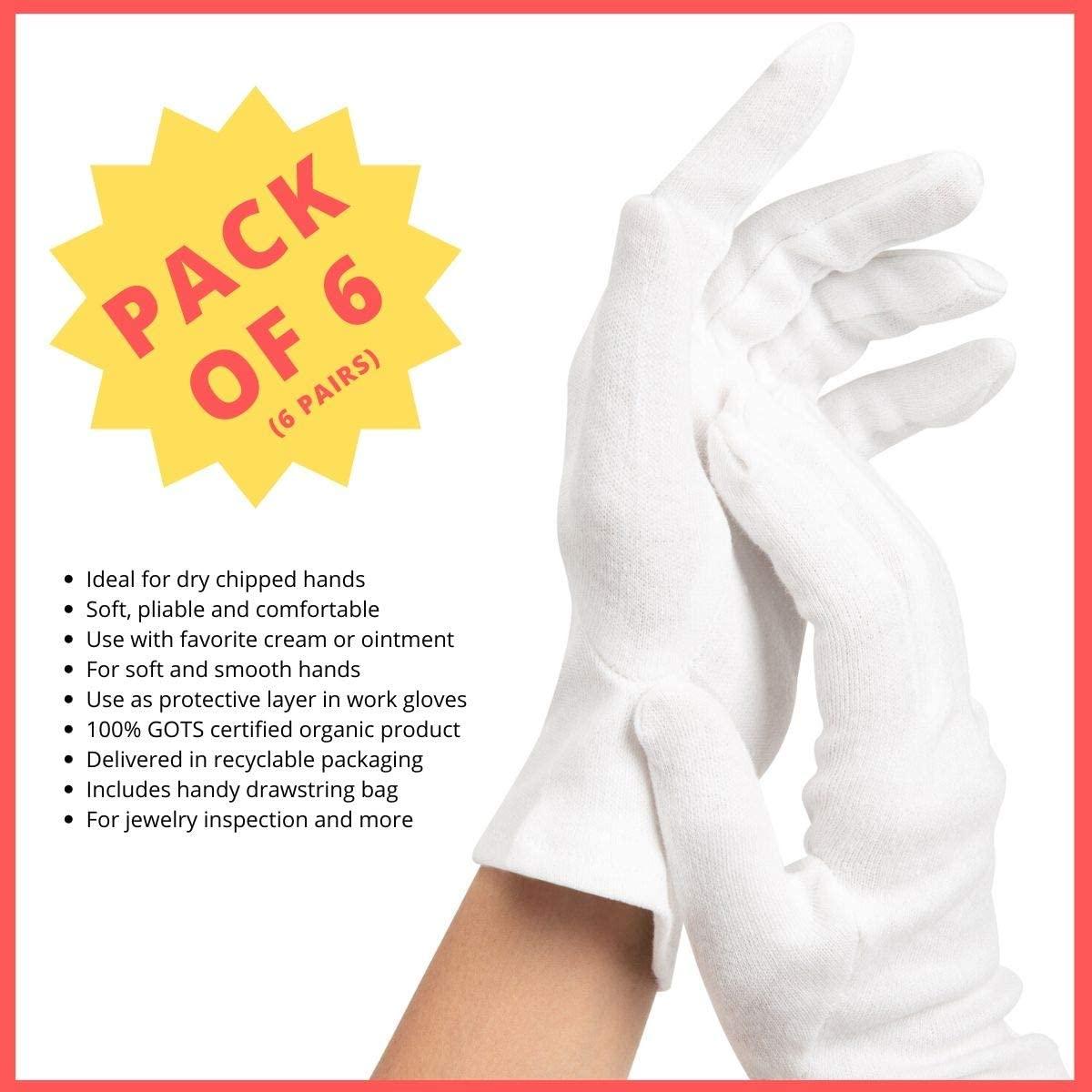 Organic Cotton Eczema Gloves for Dry Sensitive Skin - 6 Pairs ...