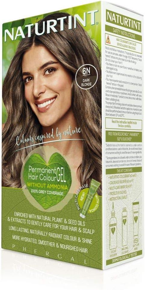 Naturtint 6N Dark Blonde Permanent Hair Colour - Ammonia-Free, Long-Lasting Grey Coverage with ...