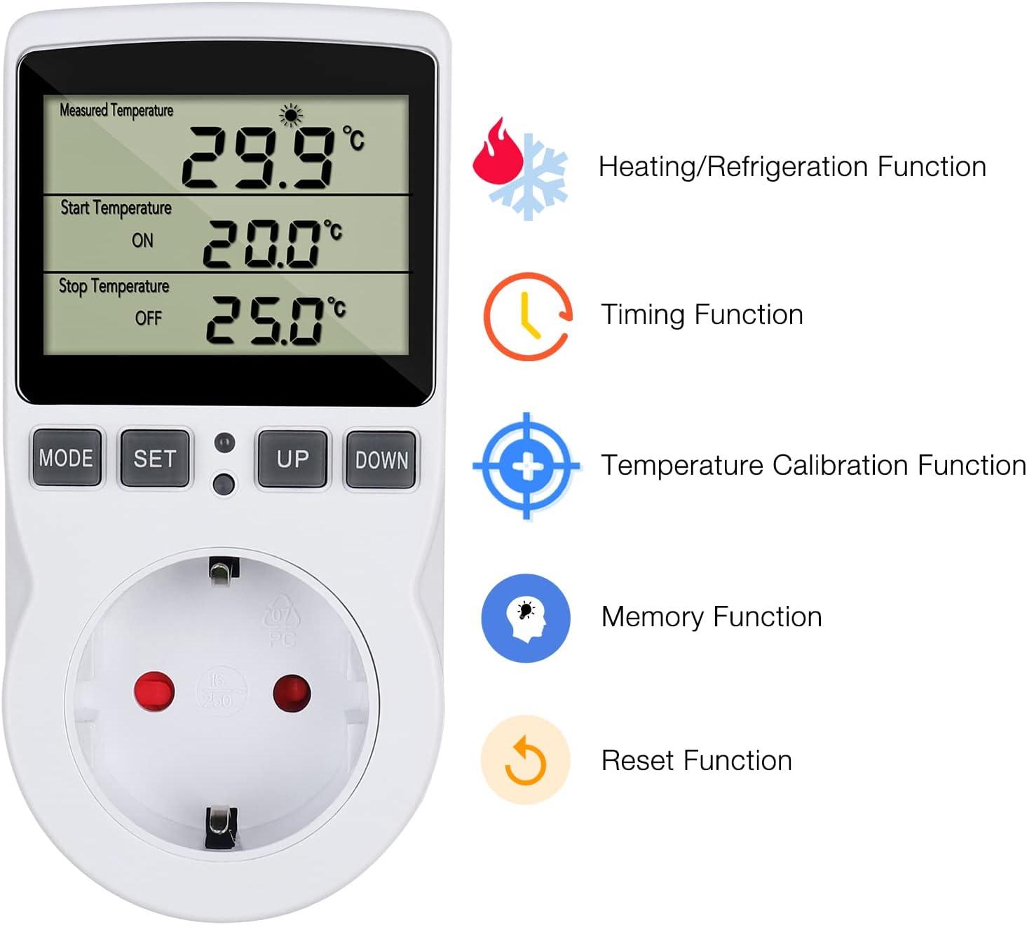 Buy CJBin 230V Temperature Controller Socket - Digital Thermostat with ...