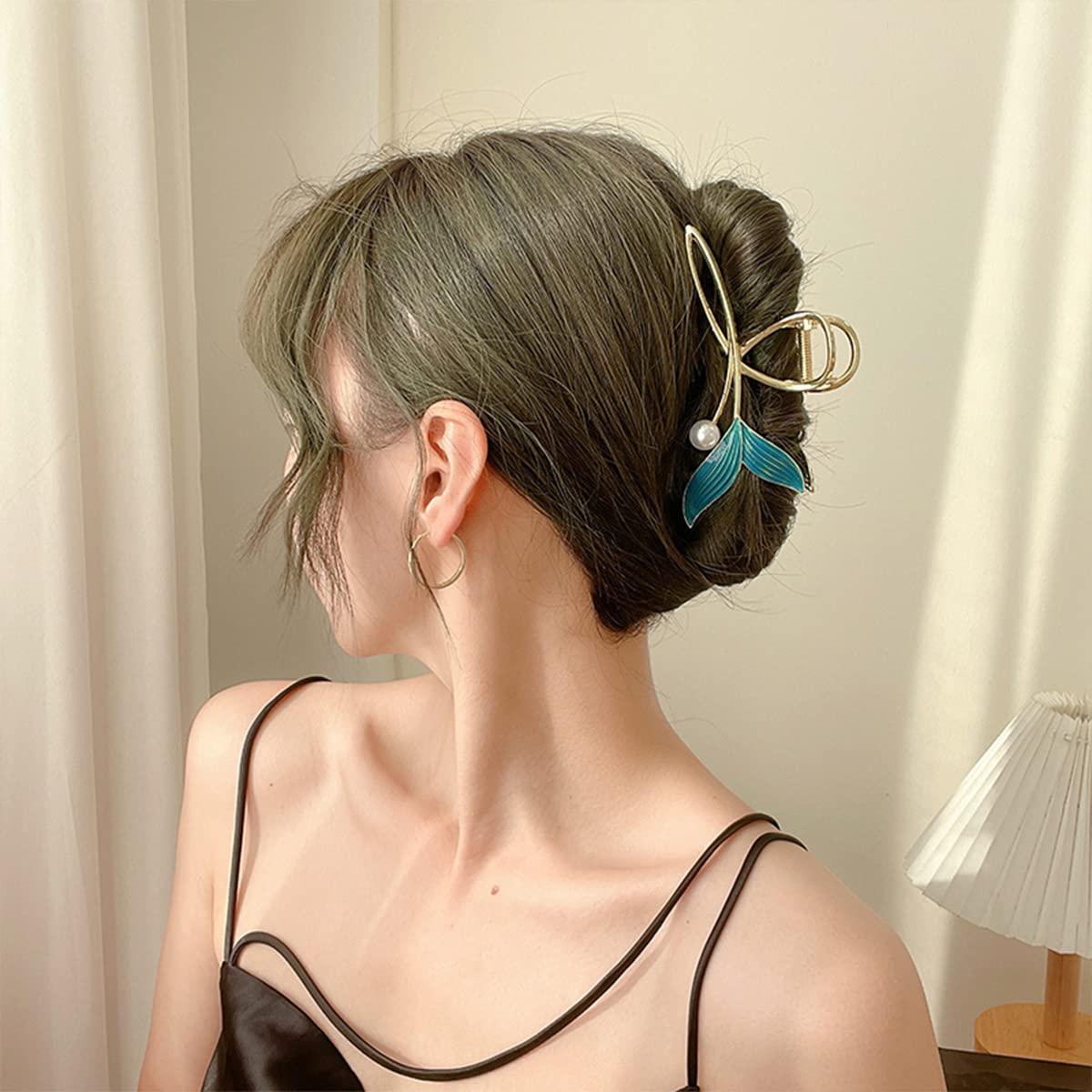 Blue Fish Tail Hair Clip with Pearl | Mermaid Hair Claw for Women ...