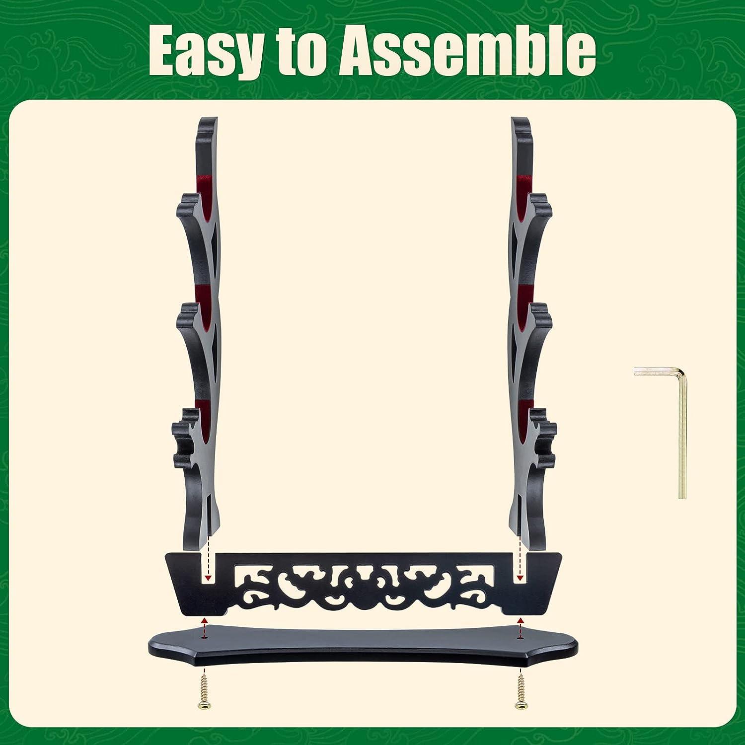 Ekkhysis 3-Tier Padded Hook Sword Stand for Katana, Rapier, Samurai ...
