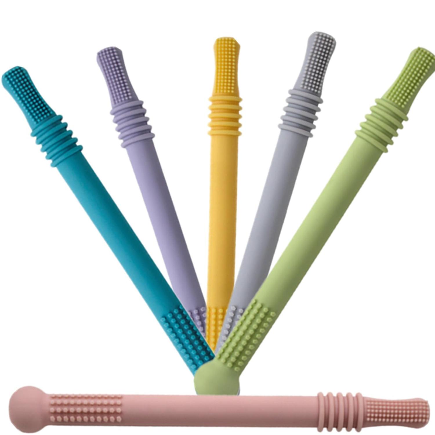 Hollow Teething Tubes 6 Pack Soft Sensory Chew Toys for Babies | Safe ...