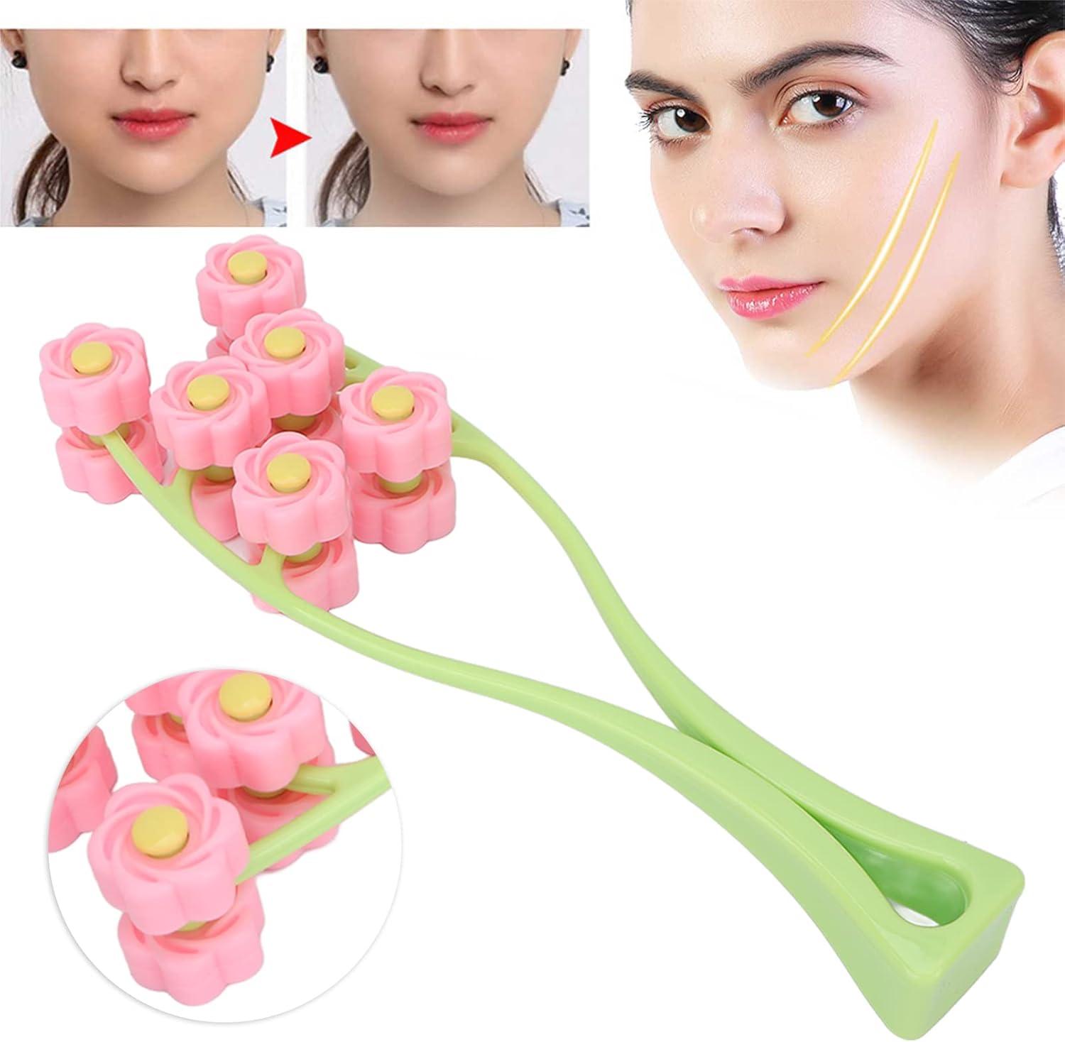 Flower Type Pink Face Massage Roller - Plastic Letter Shaped Face ...
