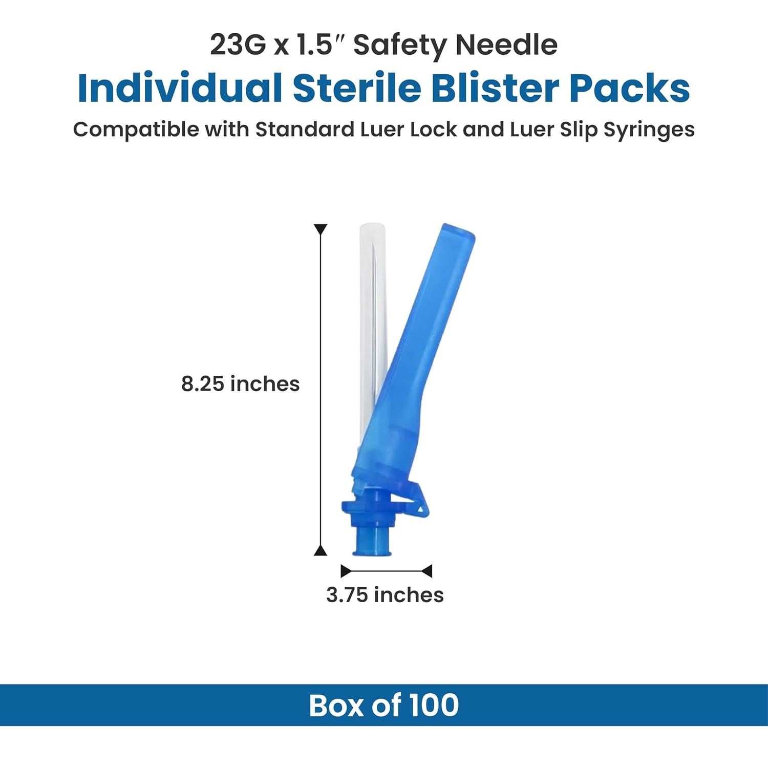 TKMD 23G x 1.5 Safety Needles - Box of 100 Individually Wrapped Injection Needles | Buy Now in ...