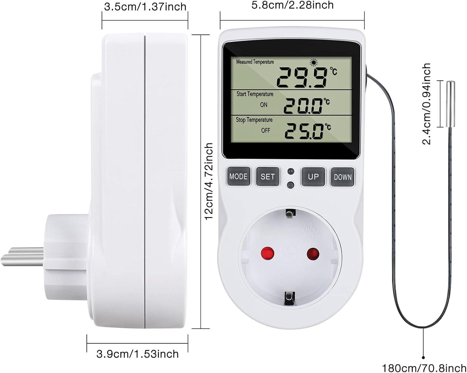 Buy CJBin 230V Temperature Controller Socket - Digital Thermostat with ...