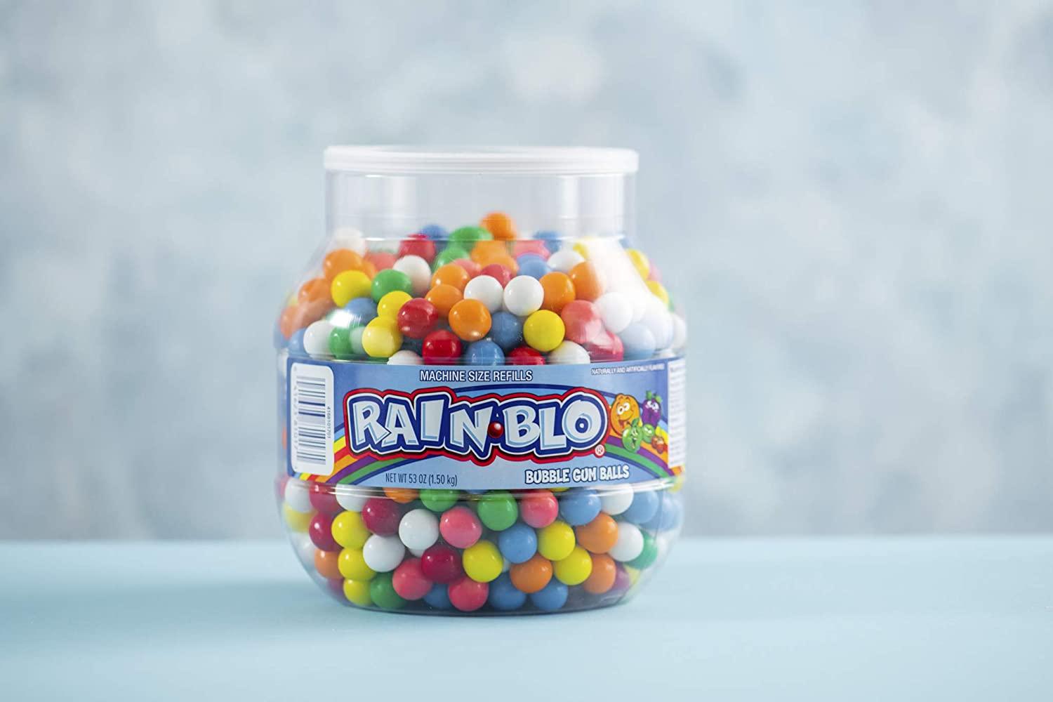 Rain-Blo Bubble Gum Balls 53 oz Jar - Classic Assorted Fruit Flavors ...