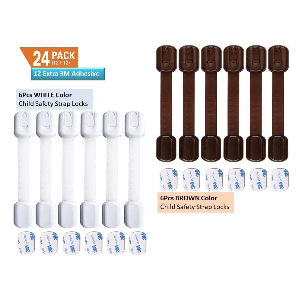 Child Safety Strap Locks - 24 Pcs Baby Proofing Kit with 3M Adhesive ...