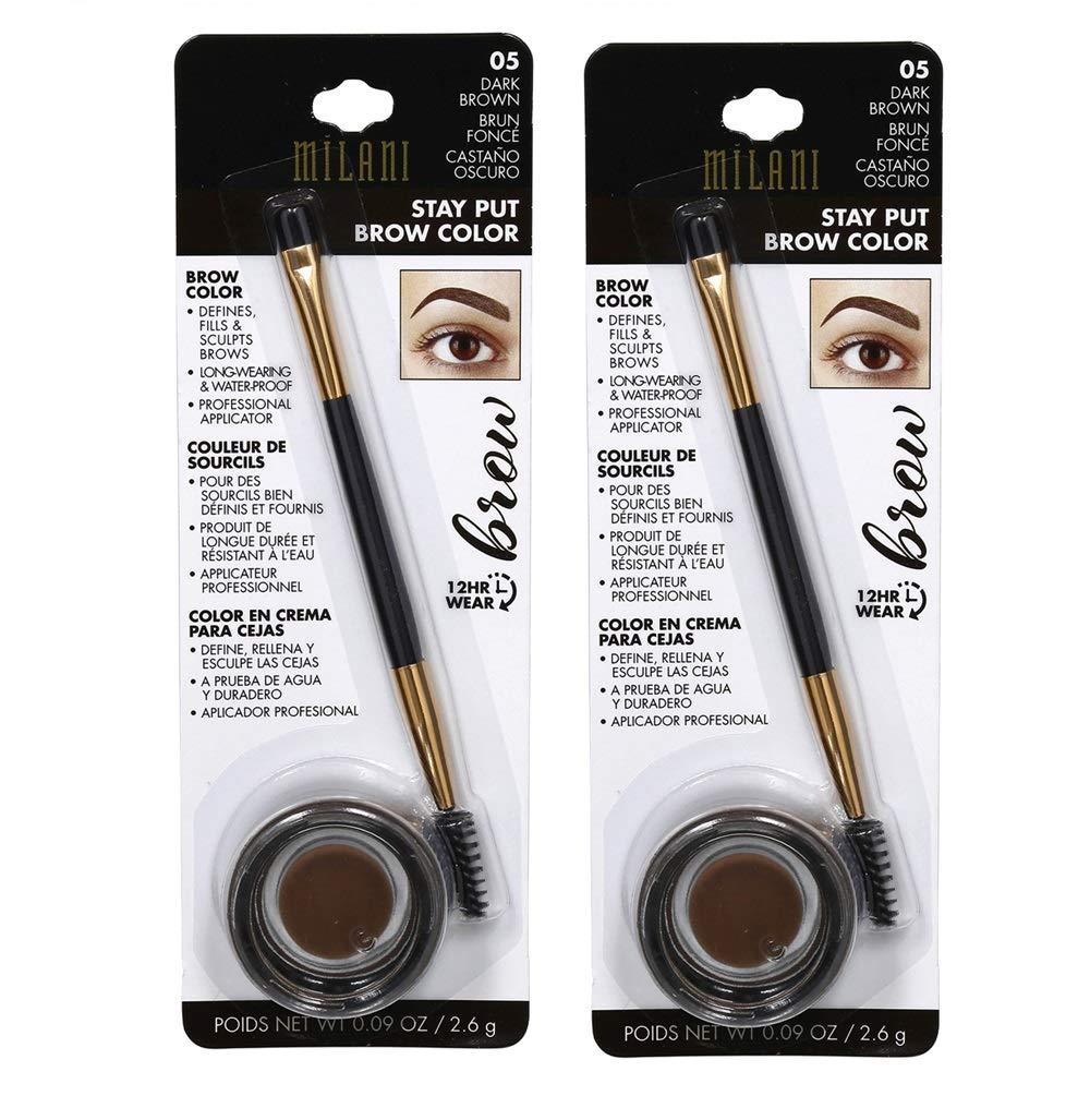 Milani Stay Put Brow Color Dark Brown (05) - Pack of 2 | Long-lasting ...