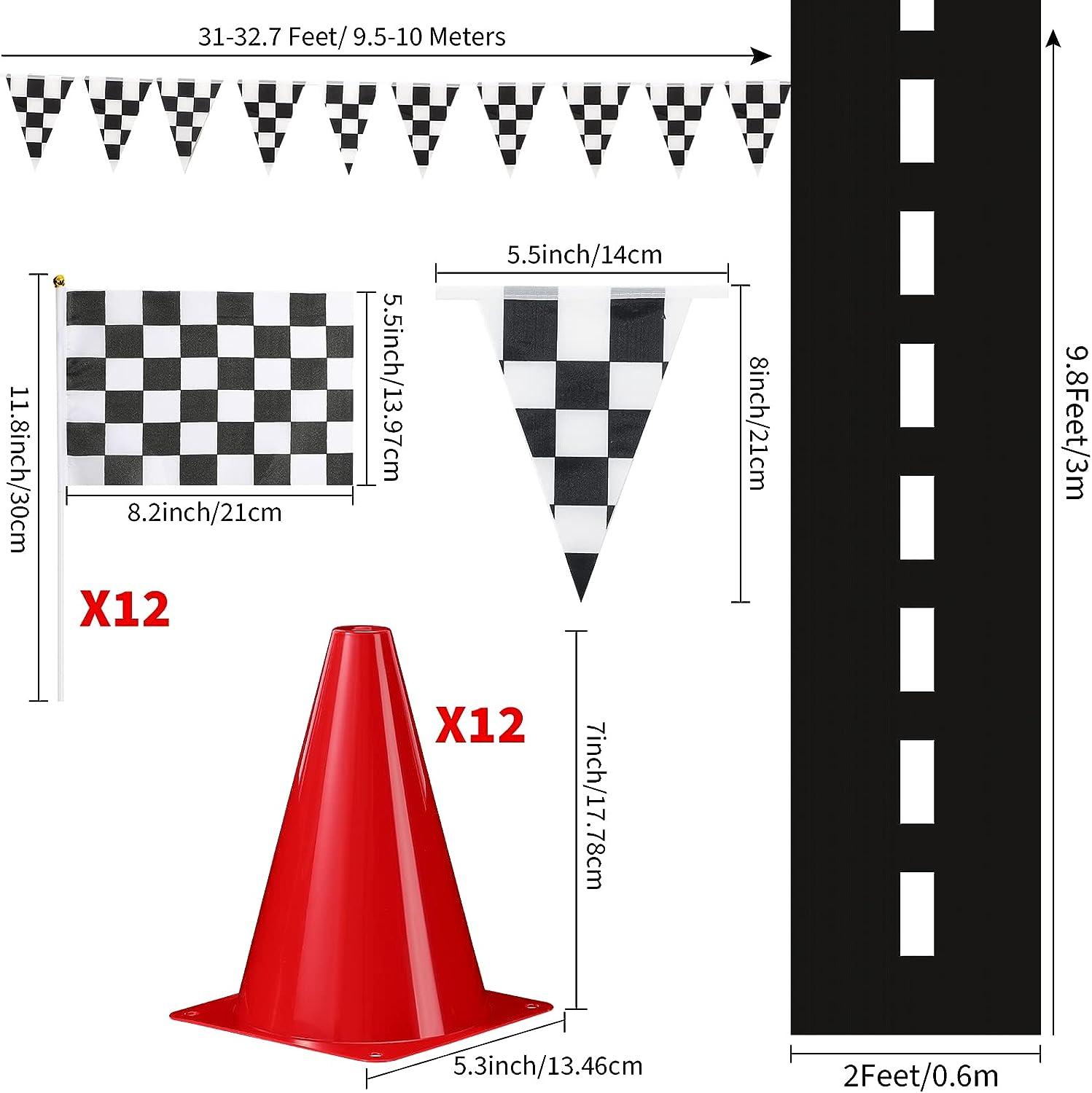 Skylety Traffic Cones and Racing Checkered Flags Set - 12 Cones, 12 ...