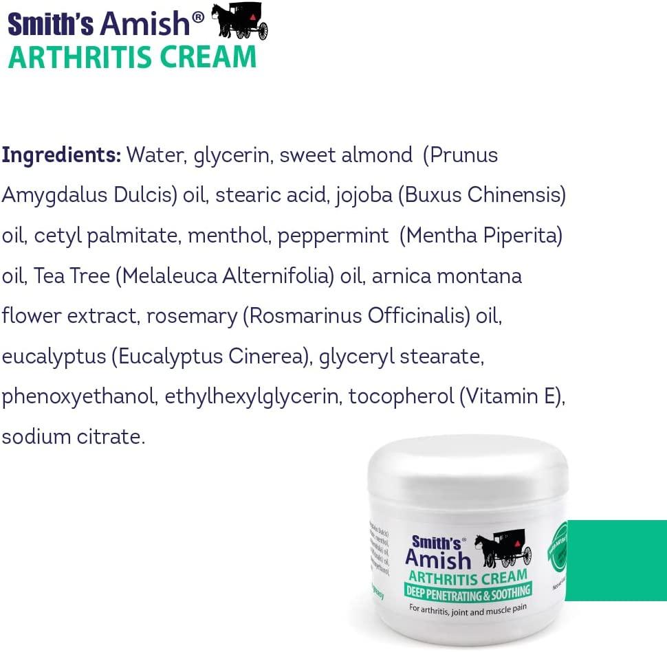 Smiths Amish Arthritis Cream 4 oz Jar - Soothing & Cooling with Arnica ...