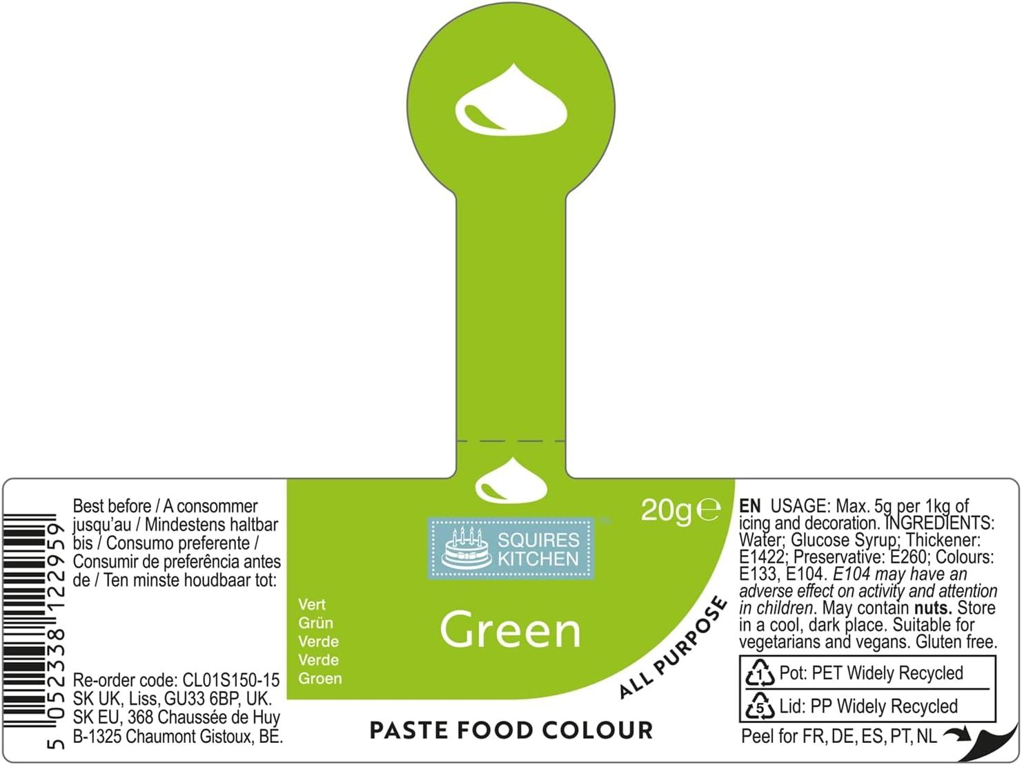 Squires Kitchen Green Food Colouring Paste - 20g | Concentrated Colour ...