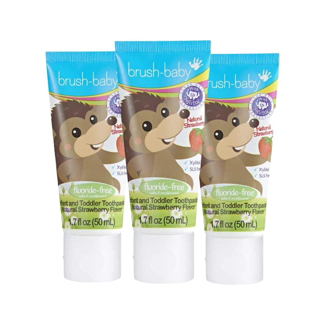 Brush Baby Kids Fluoride-Free Strawberry Toothpaste 3 Pack - SLS-Free ...