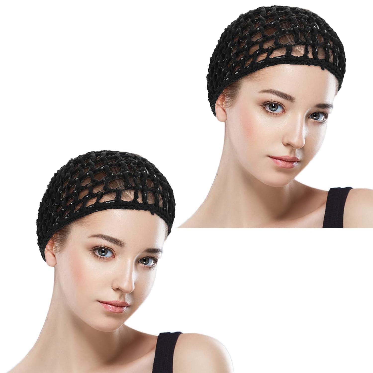 2 PCS Black Mesh Hair Net Caps for Women - Long Straight/Curl Wig Snood ...