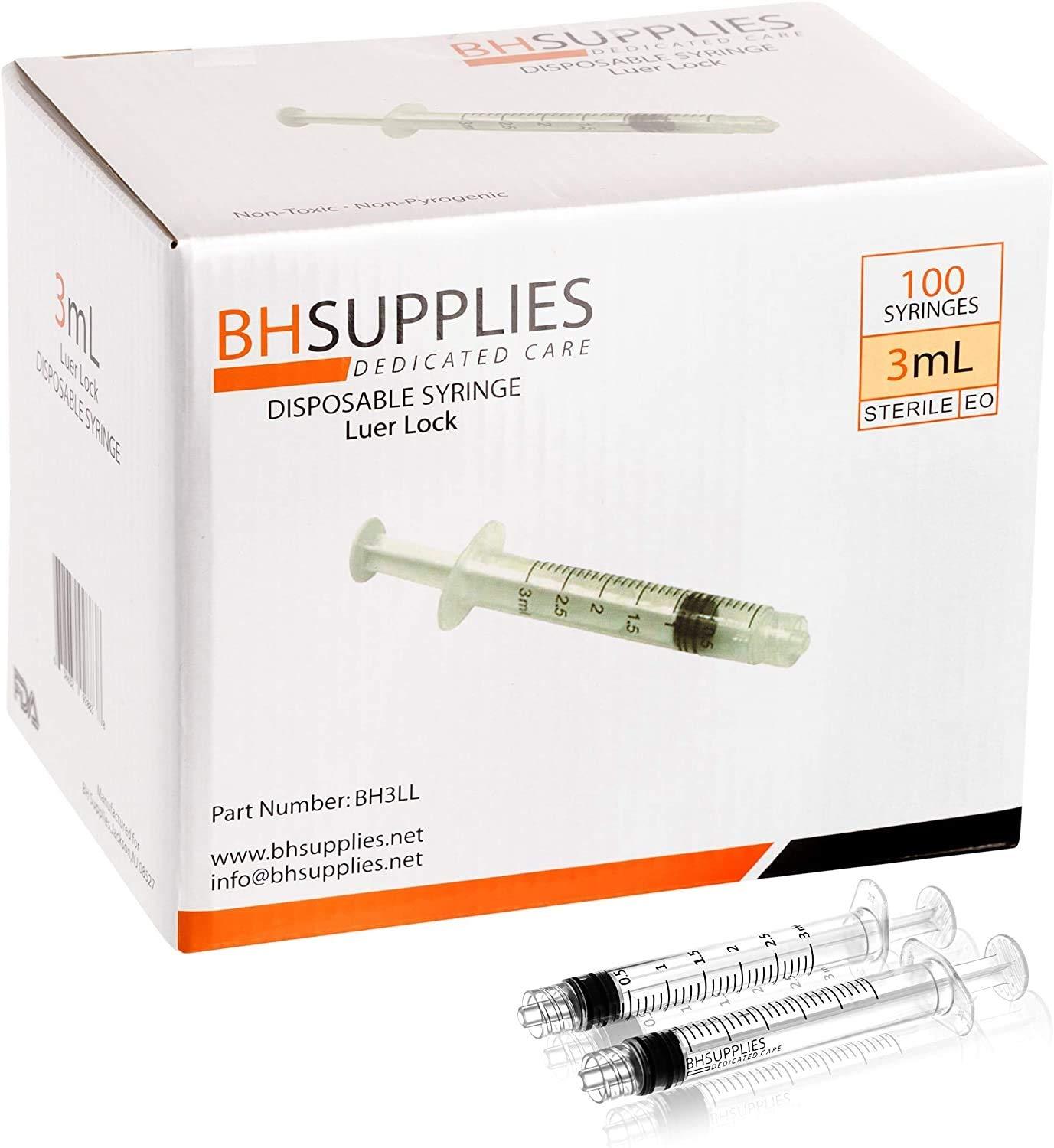 3ml Sterile Syringe with Luer Lock Tip (Pack of 100) - BH Supplies ...