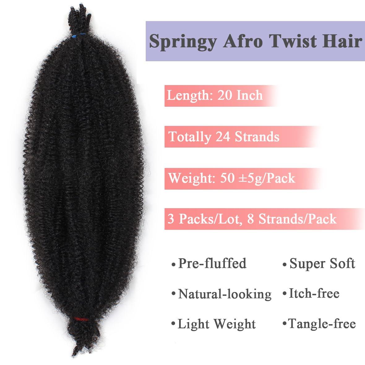 LEEVE 20 Inch Springy Twist Hair - Pre-Separated 3 Packs for Marley ...