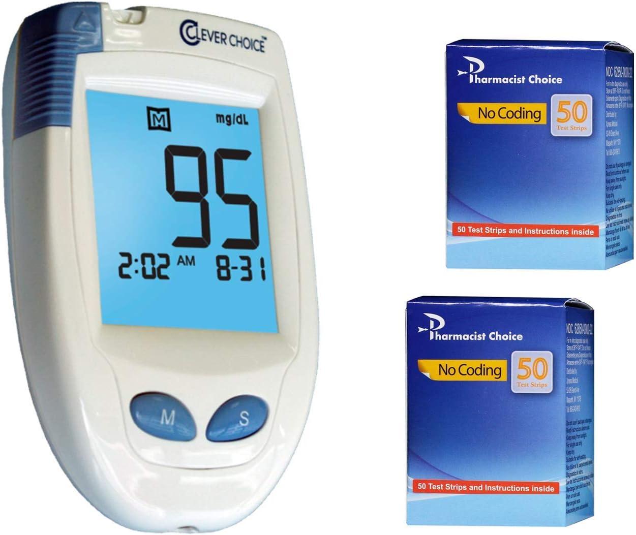 Clever Choice HD Blood Glucose Meter with 100 Test Strips - Pharmacist ...