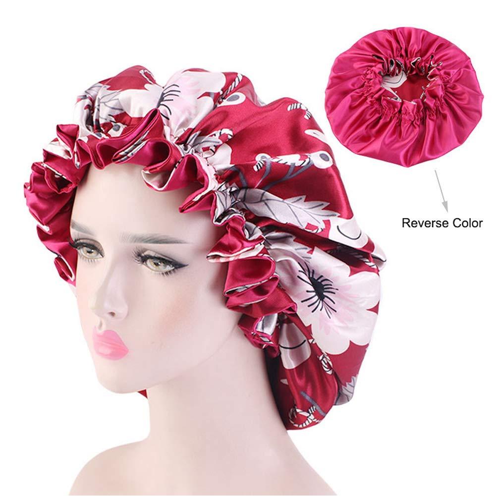Large Double Layer Satin Bonnet Cap for Curly Hair Women - Hair Wrap ...