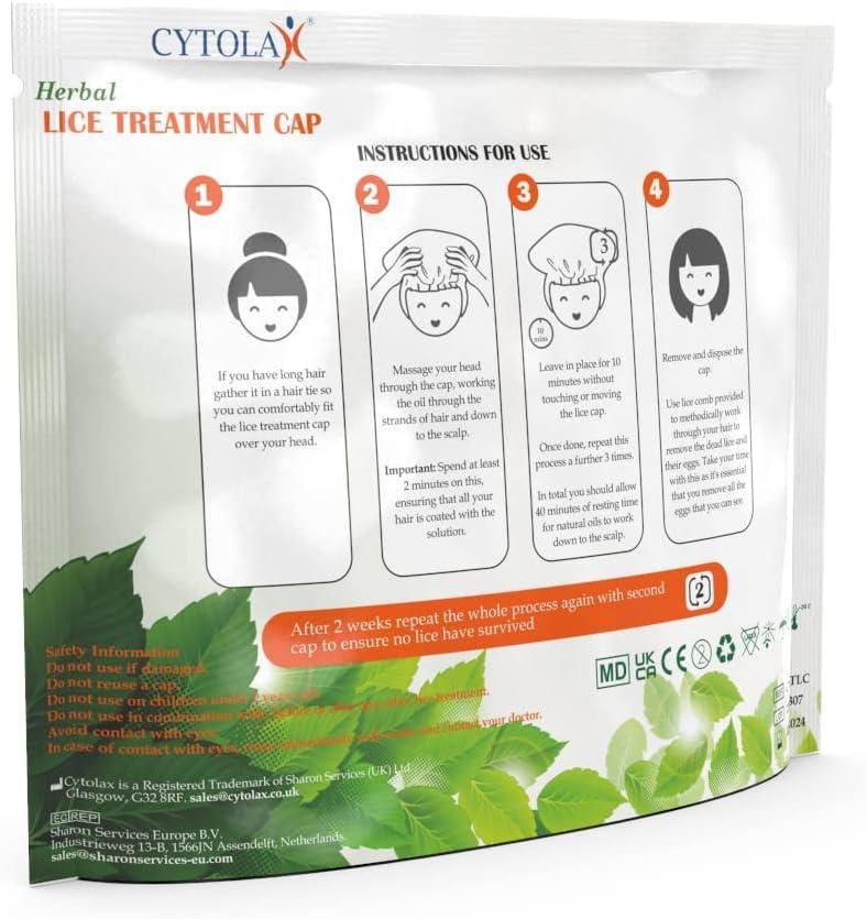 Cytolax Herbal Lice Treatment Cap | Pre-impregnated Essential Oils to ...