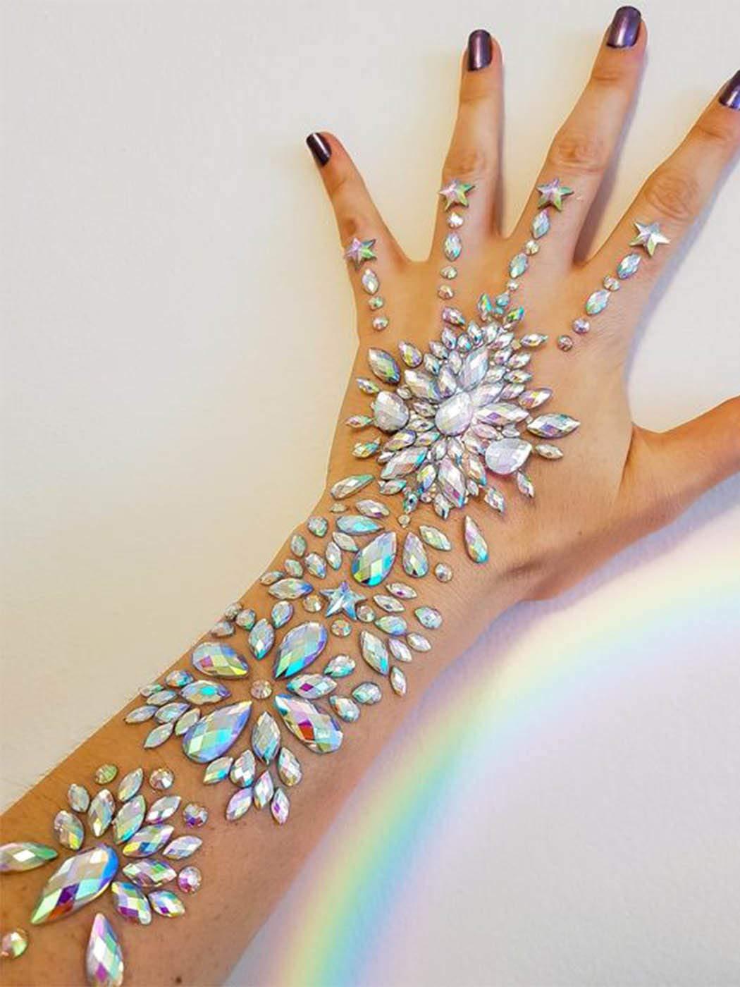 Barode Mermaid Chest Gems Sticker - Temporary Rhinestone Breast Tattoo ...