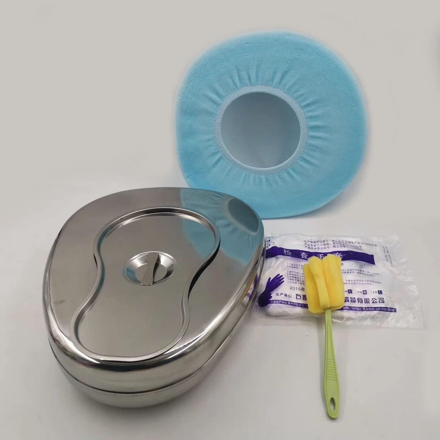 Stainless Steel Bedpan with Cover Strong Thick Stable Bedpan Heavy Duty ...