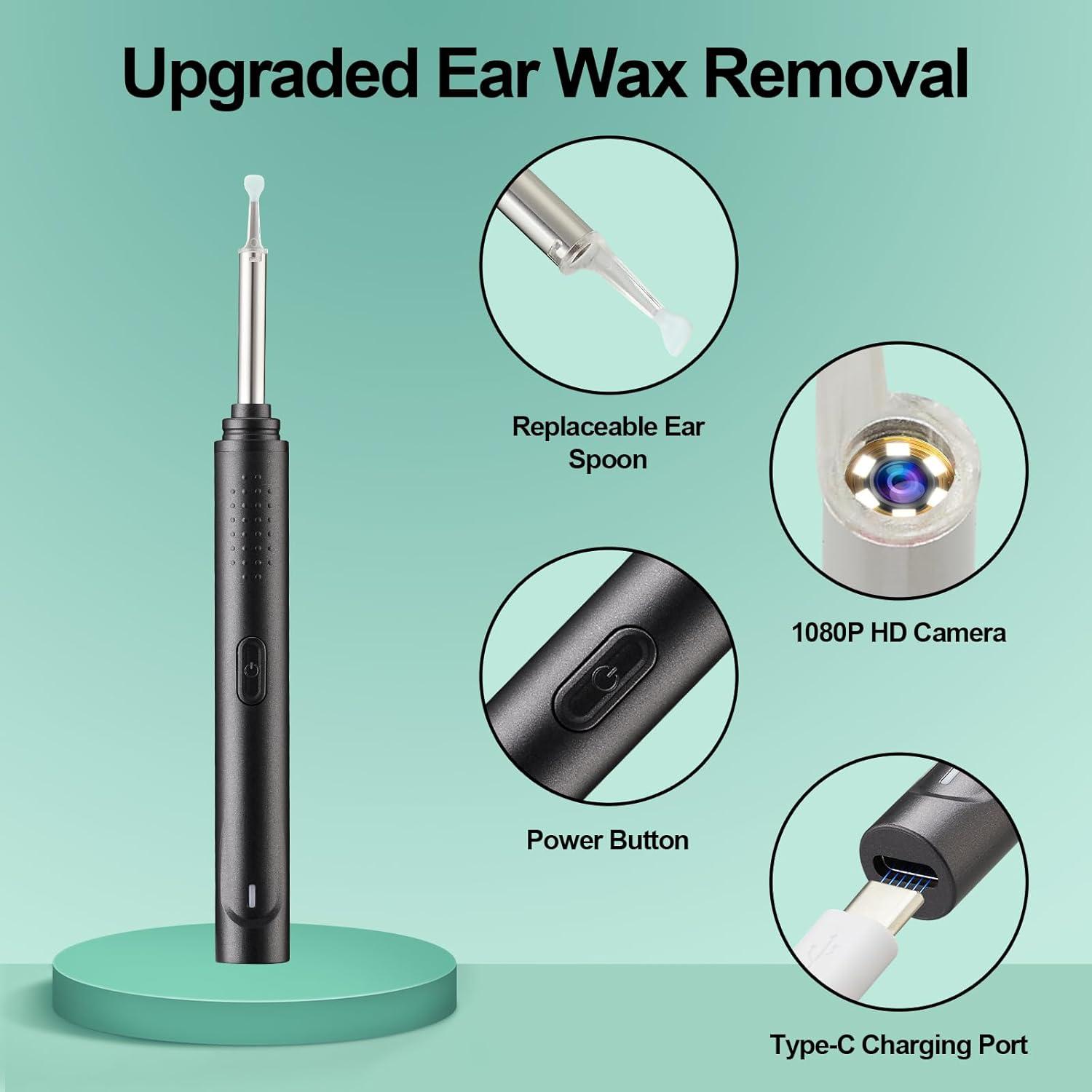 JKEVOW Ear Wax Removal Otoscope - 1080P HD WiFi Camera with 3.0mm Lens ...