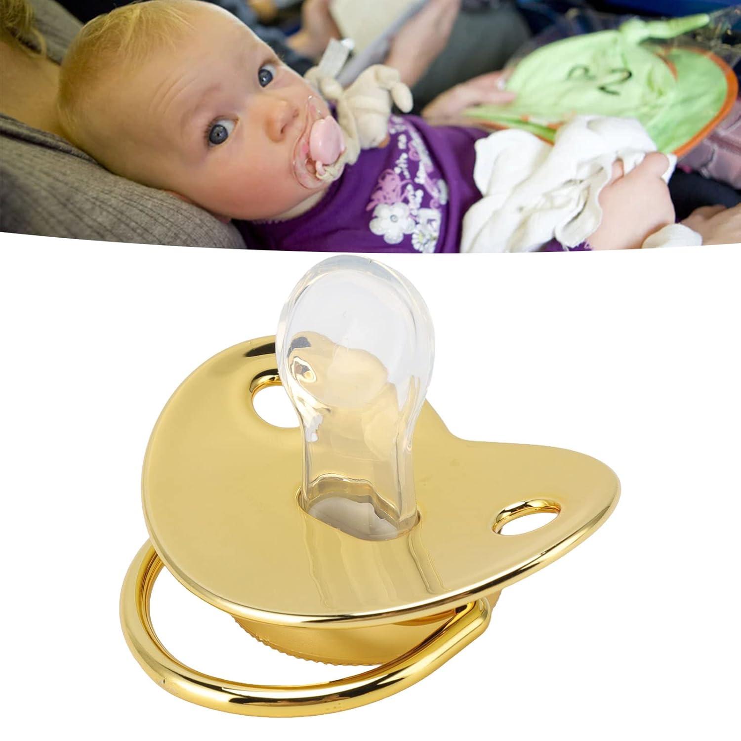 Luxury Baby Pacifier - Portable Gold Bling Silicone Nipple with Chain ...