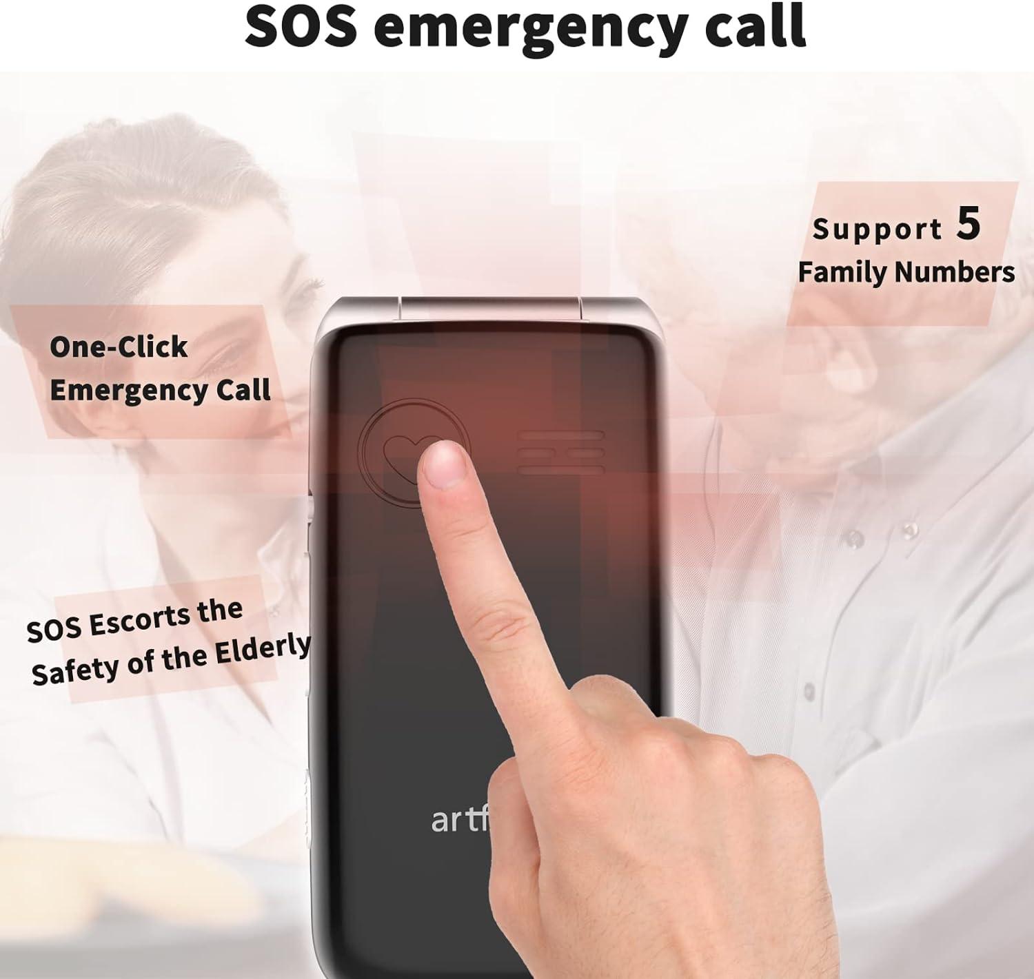 Artfone F20 Big Button Mobile Phone for Elderly | Dual SIM Unlocked Flip Phone with Charging ...