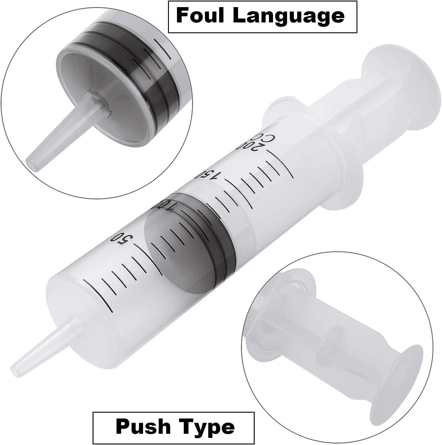 6PCS Large 200ml Syringe with Tube - Sterile and Sealed Plastic Syringe ...