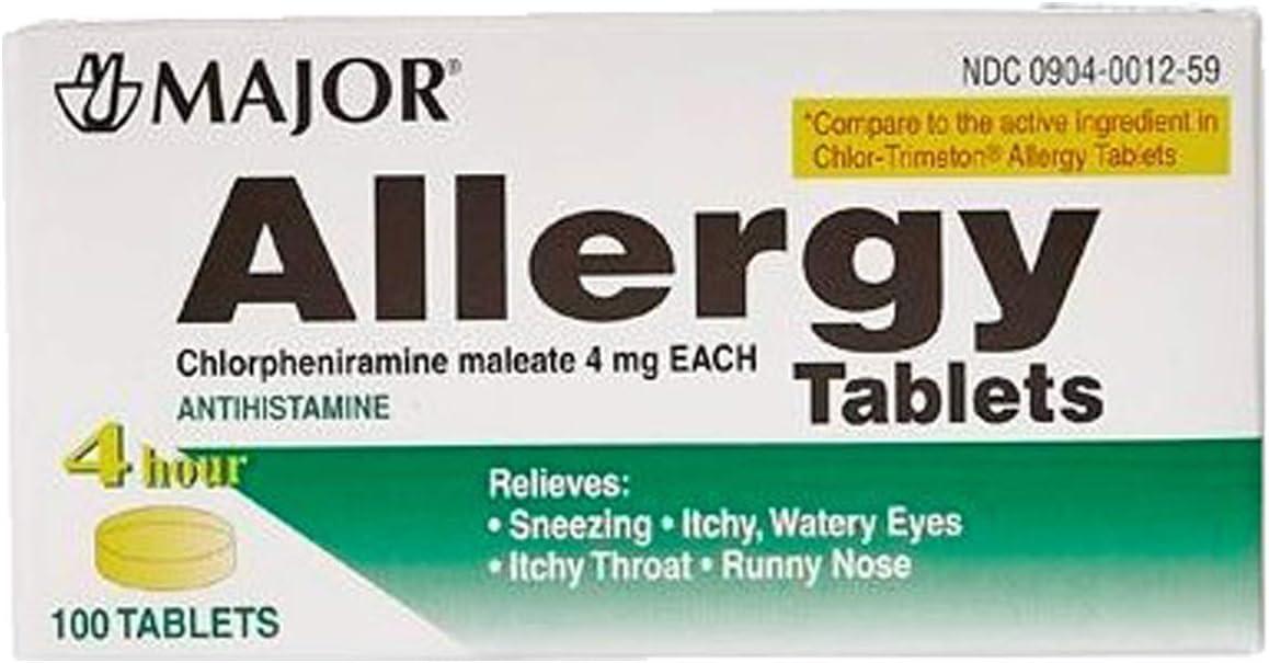 6 Pack Chlorpheniramine Maleate 4 Mg Antihistamine for Allergy Relief ...