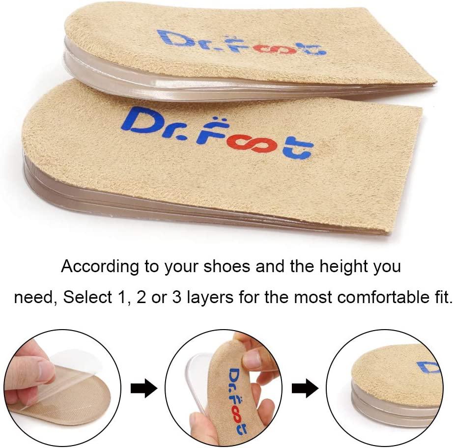 Dr. Foot Adjustable Orthopedic Heel Lift Inserts - Beige 3-Layer Height ...