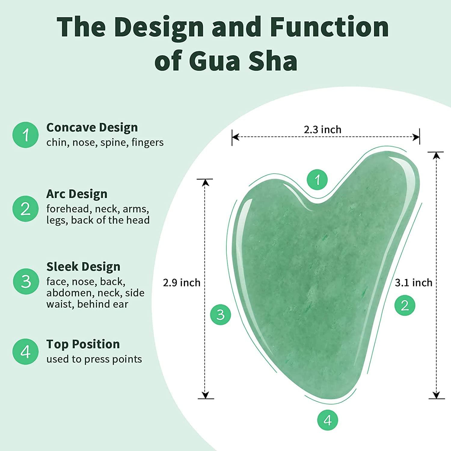 Facemade Gua Sha and Jade Roller Set for Facial Massage - Natural Jade ...
