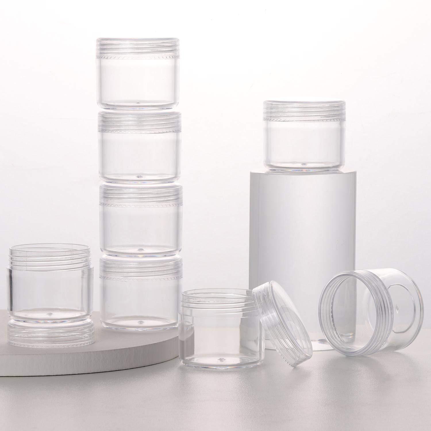 100 Clear Plastic 20g Sample Cosmetic Jars with Leak-Proof Lids - Lip ...