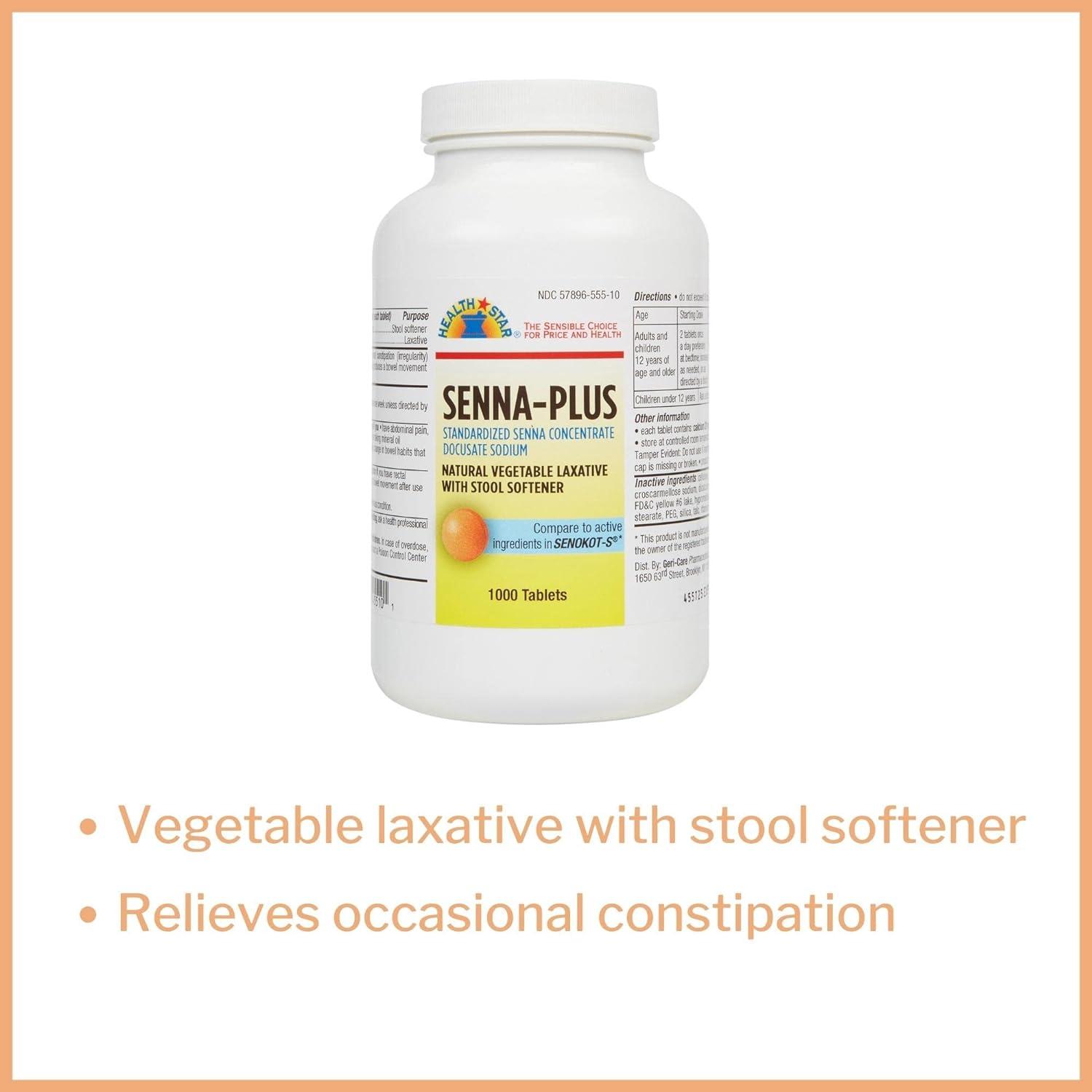Senna Plus Stool Softener Tablet 1 000 per Bottle 50 mg - 8.6 mg ...