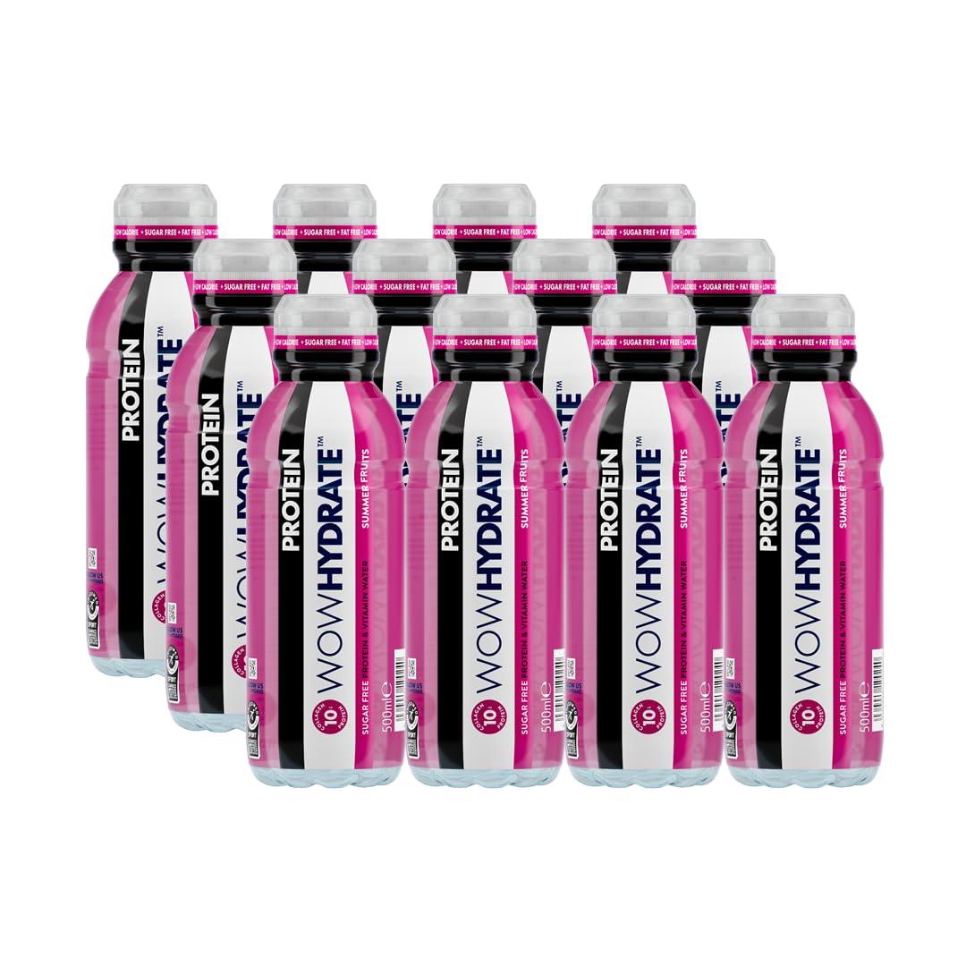 WOW HYDRATE Summer Fruits Protein Water 12 x 500ml - 10g Protein, Low ...