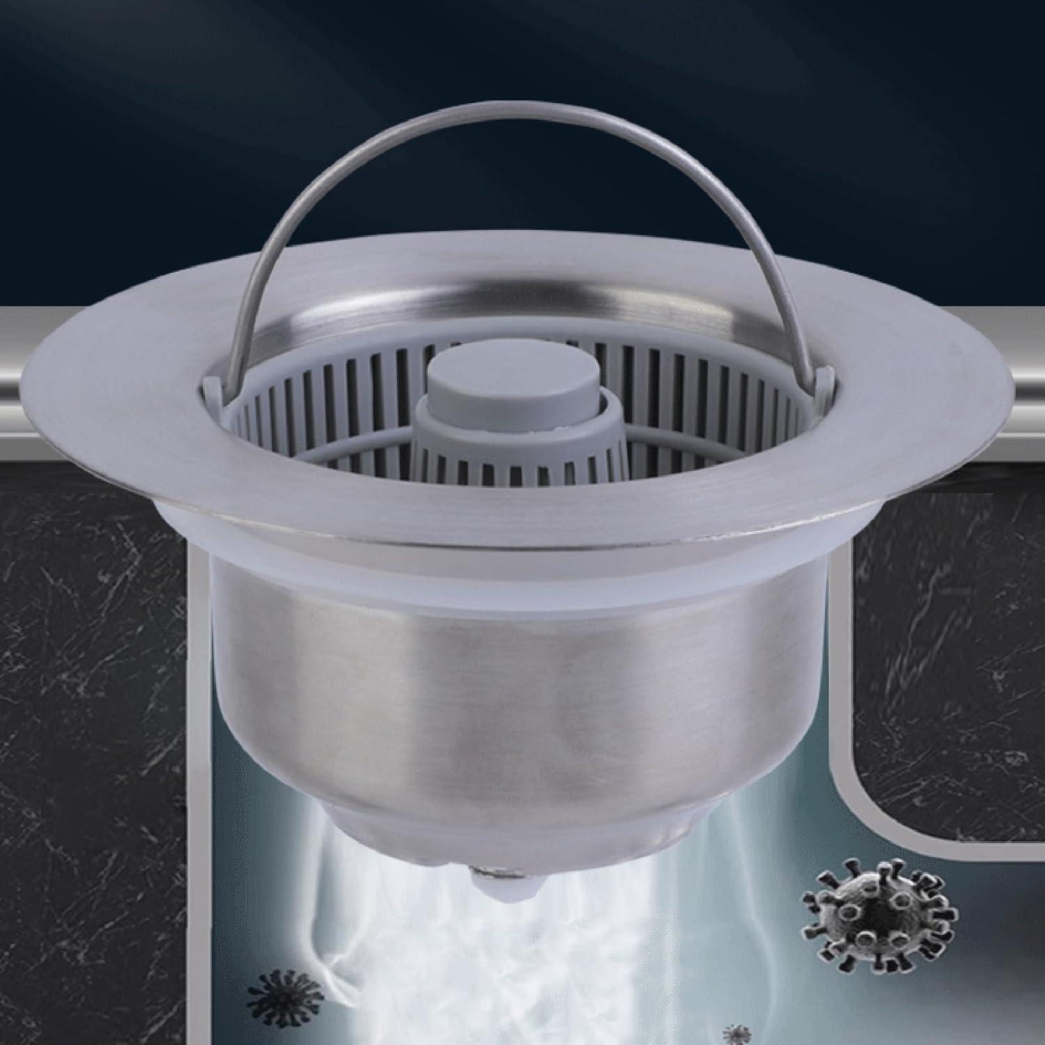 Kitchen Sink Drain Strainer Basket 3 In 1 Bathroom Sink Drain Strainer ...